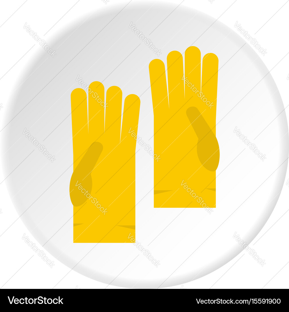 Yellow rubber gloves icon circle Royalty Free Vector Image