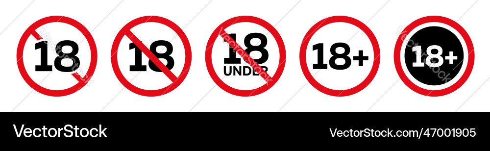 18 over icon isolated on background over icon Vector Image