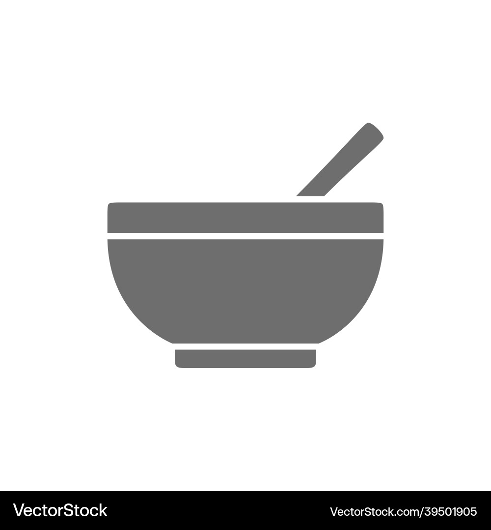 Bowl with spoon grey icon isolated on white Vector Image