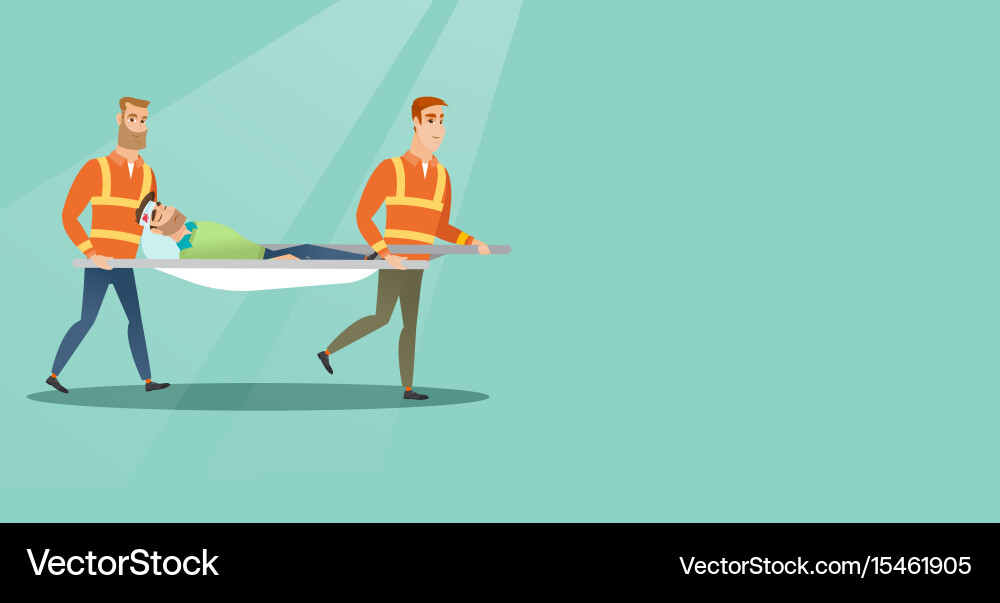 Emergency doctors carrying man on stretcher Vector Image