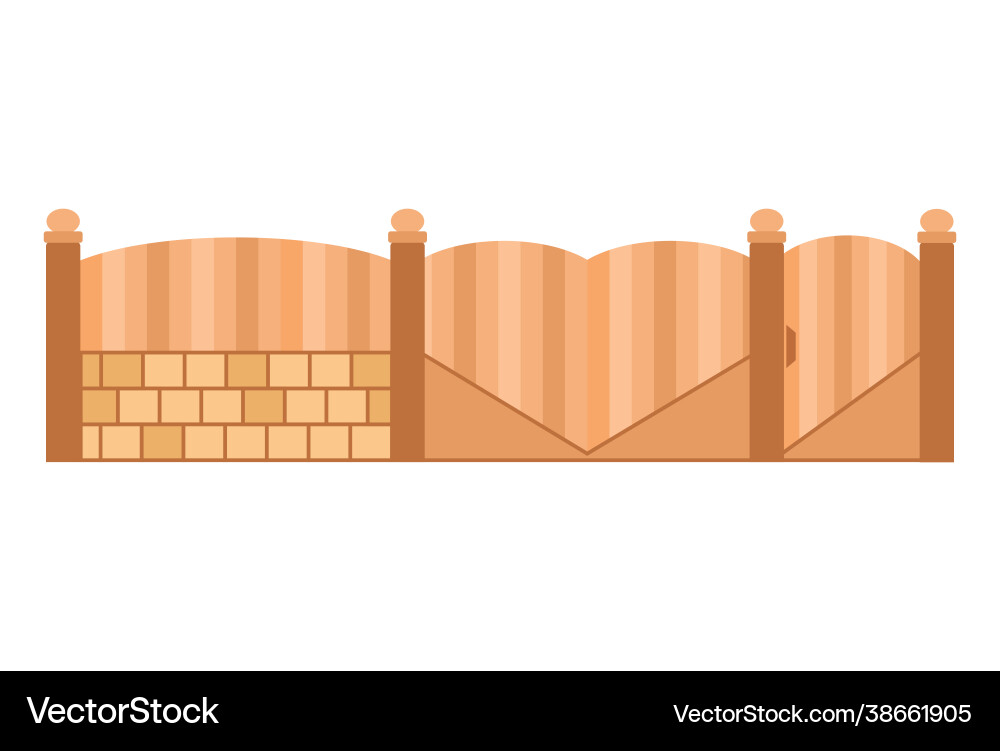 Gate fence from wood decorative Royalty Free Vector Image