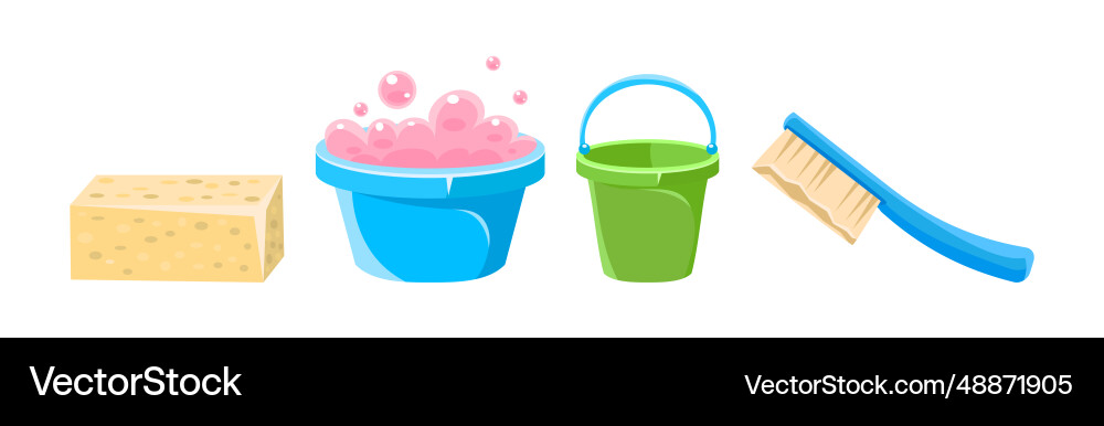 Home cleaning tools and household cleanup object Vector Image