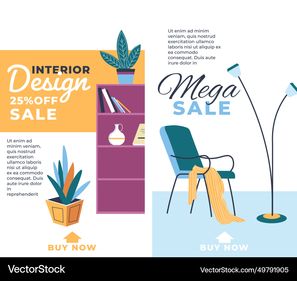 Interior design mega sale internet landing page Vector Image