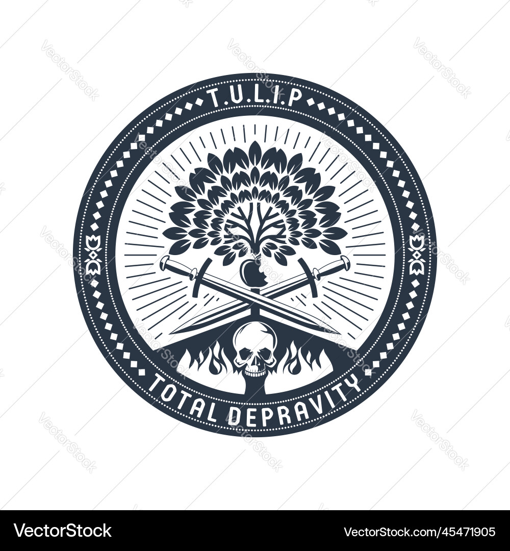 John calvins tulip total depravity Royalty Free Vector Image