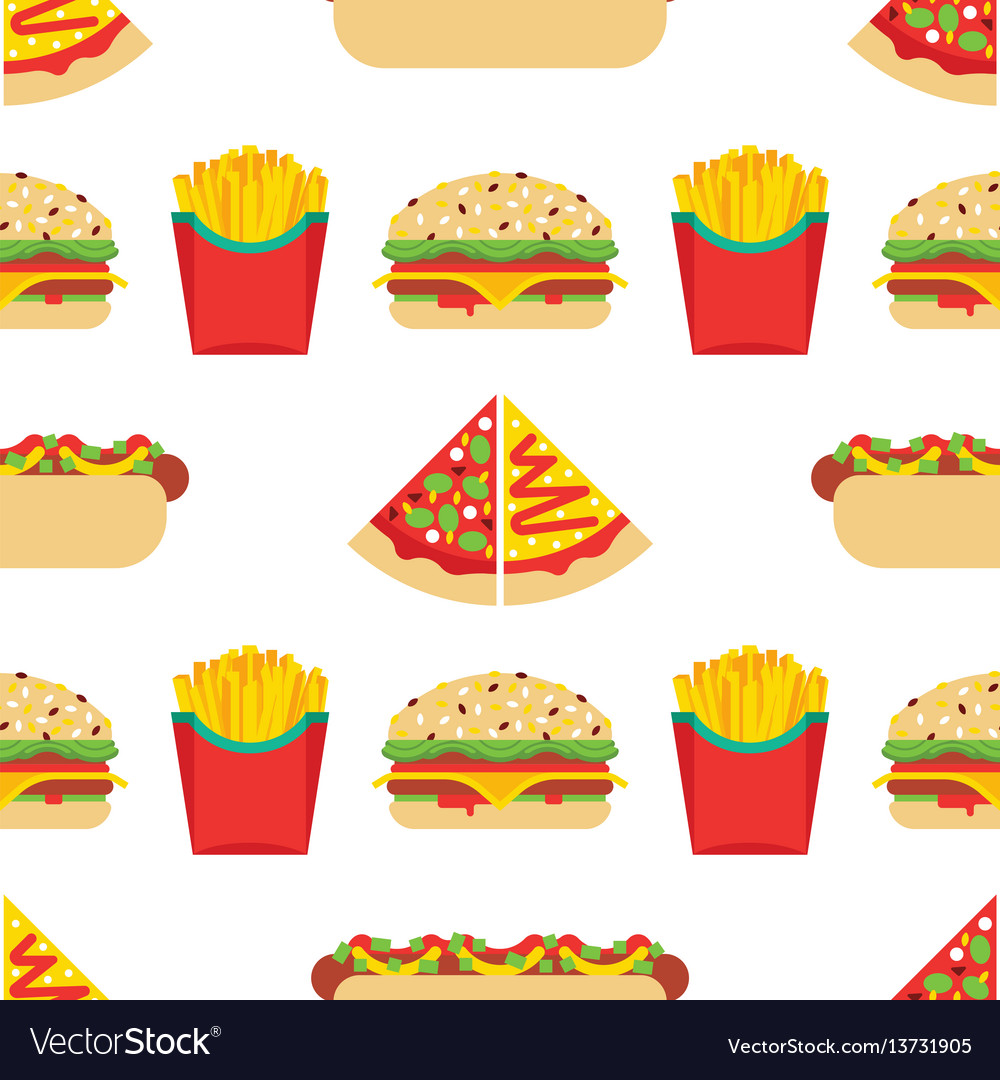 Seamless pattern fast food Royalty Free Vector Image