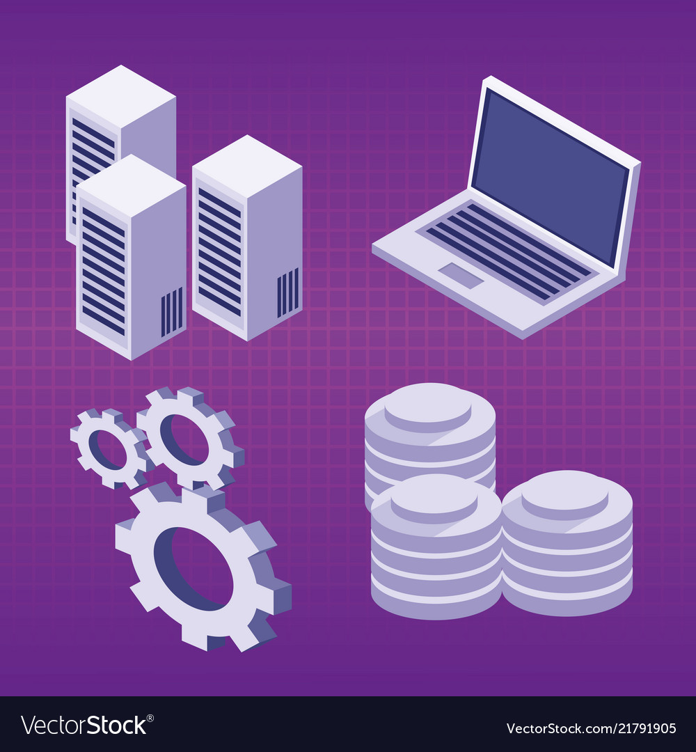 Set of data center icons Royalty Free Vector Image