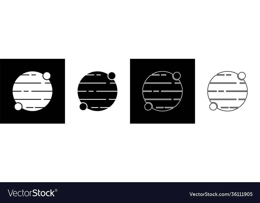 Set planet icon isolated on black and white Vector Image