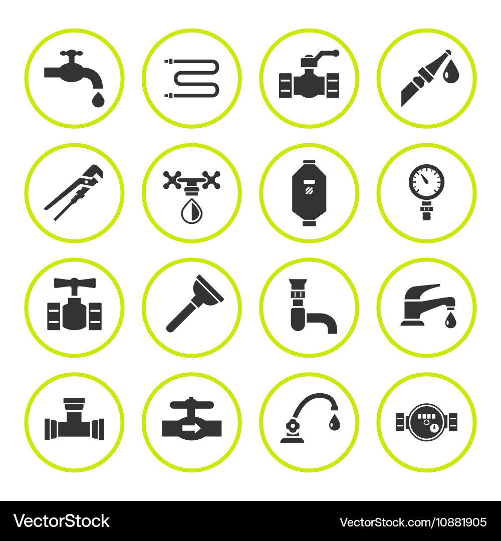 Set round icons plumbing Royalty Free Vector Image