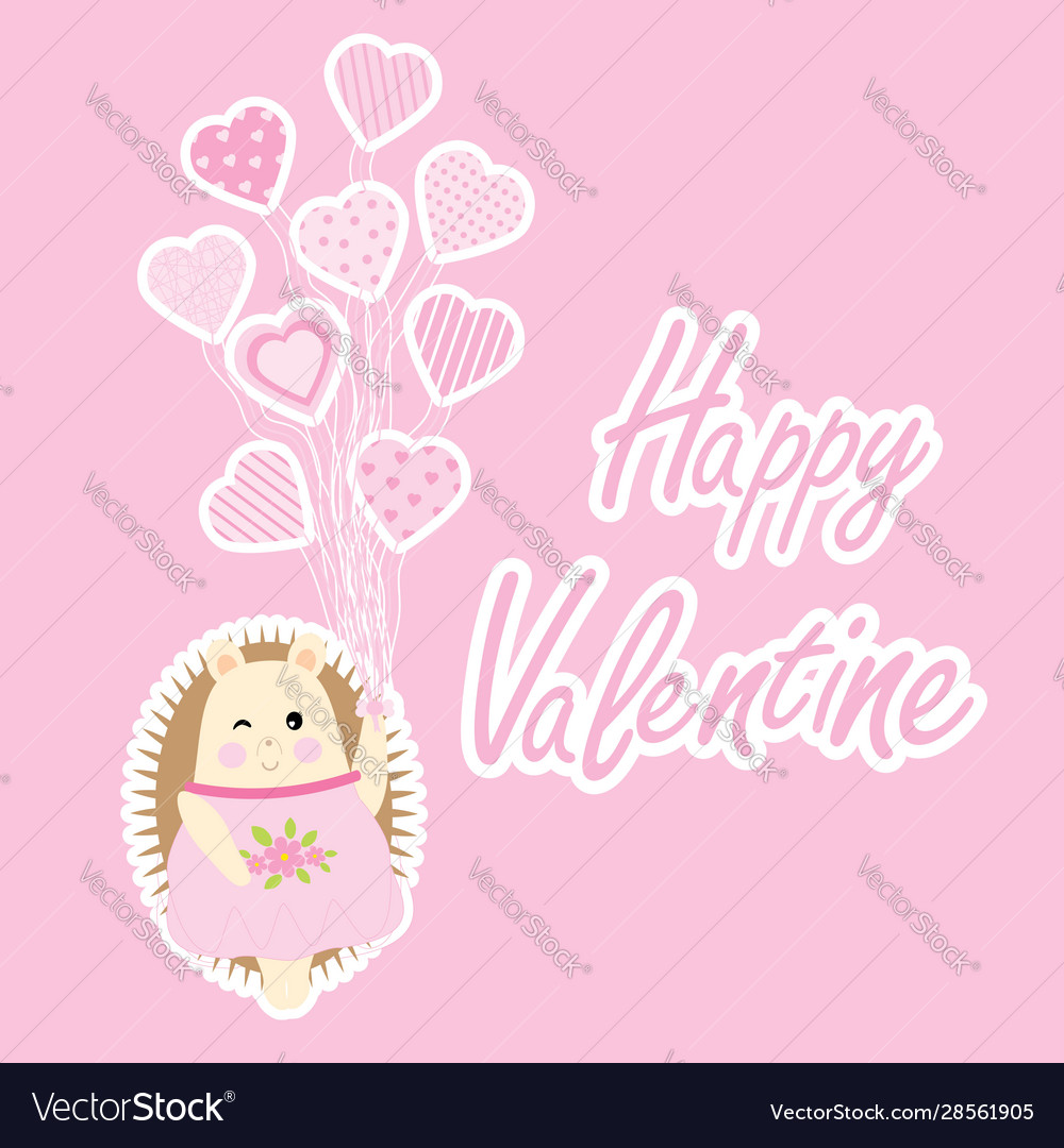 Valentines day card with cute hedgehog and love Vector Image