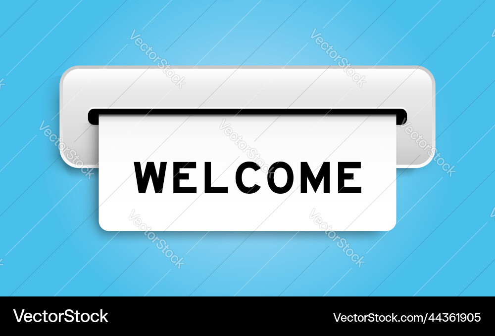 White coupon banner with word welcome from Vector Image