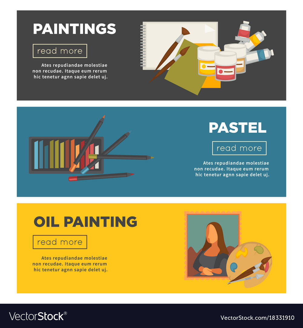 Artist paiting art creative banners oil Royalty Free Vector