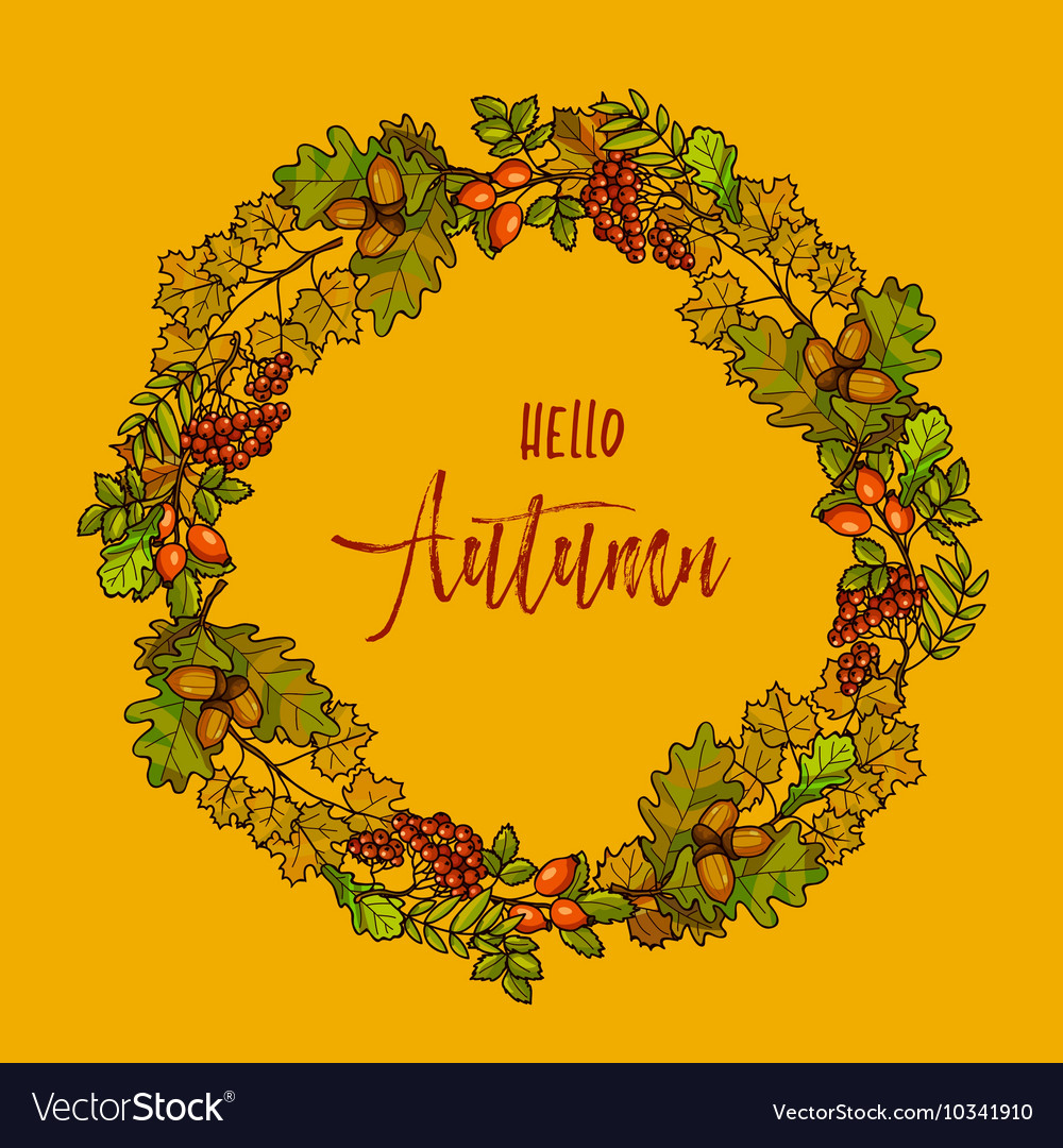 Autumnal or fall round frame background wreath Vector Image
