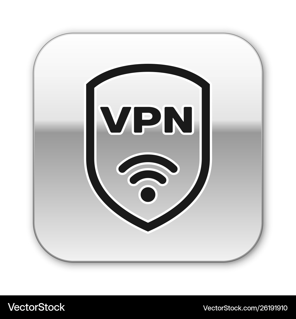 Black shield with vpn and wifi wireless internet Vector Image