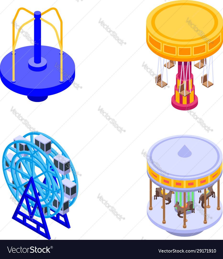 Carousel icons set isometric style Royalty Free Vector Image