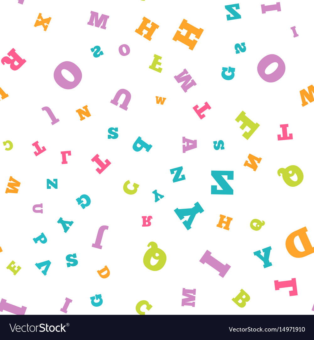 Colorful letter seamless pattern on white Vector Image Colorful letter seamless pattern on white Vector Image
