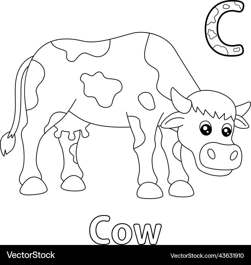 Cow alphabet abc coloring page c Royalty Free Vector Image