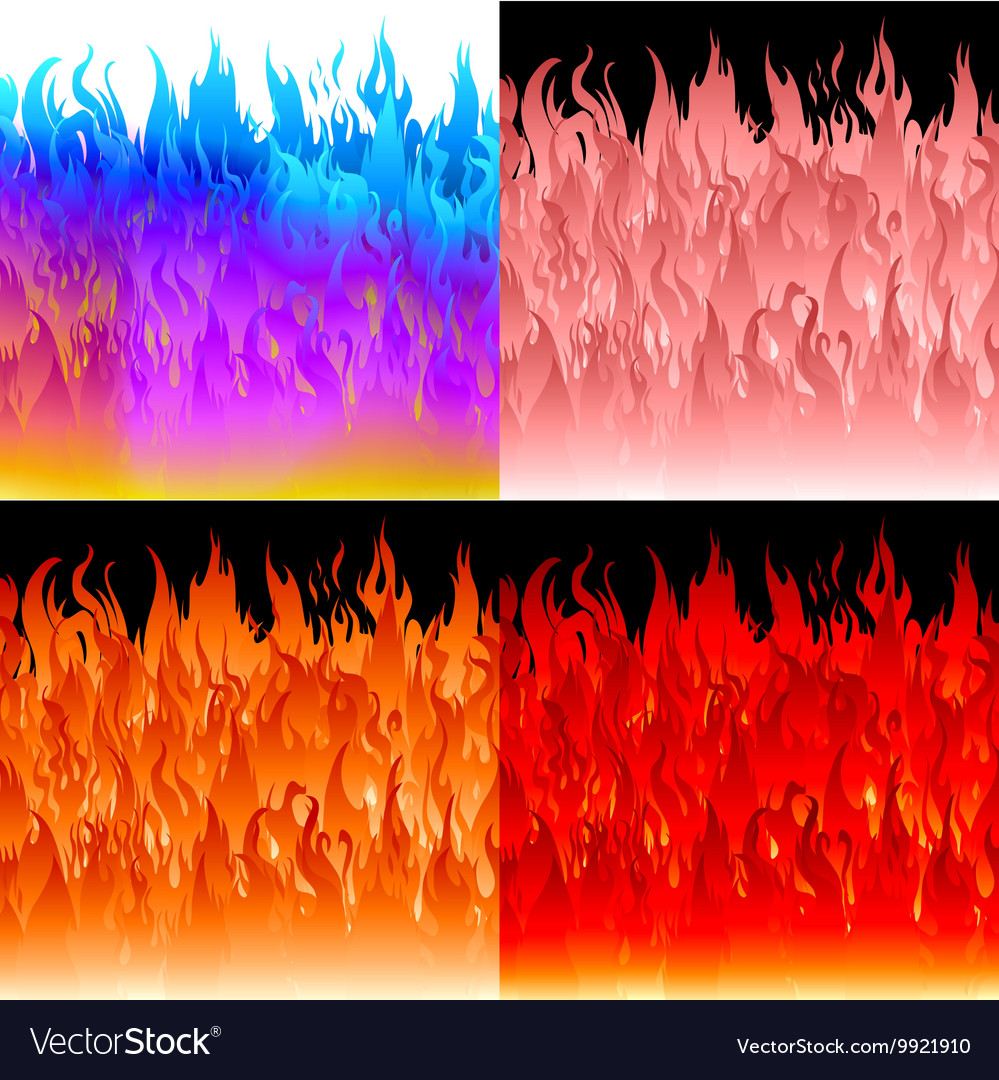 Fire flames background set Royalty Free Vector Image