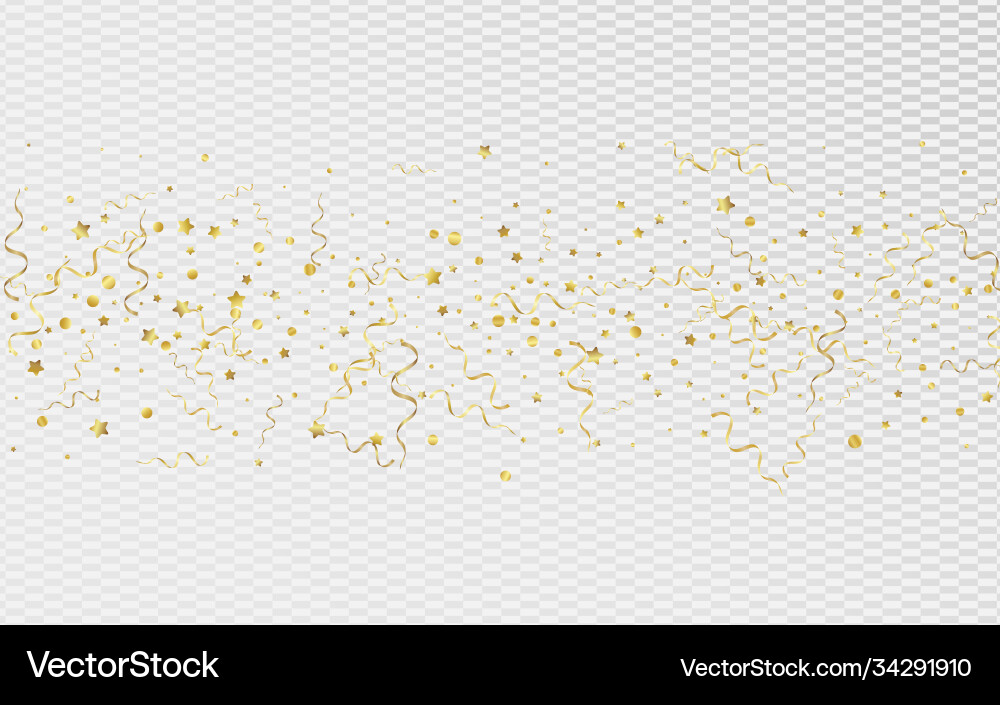 Golden confetti party transparent Royalty Free Vector Image