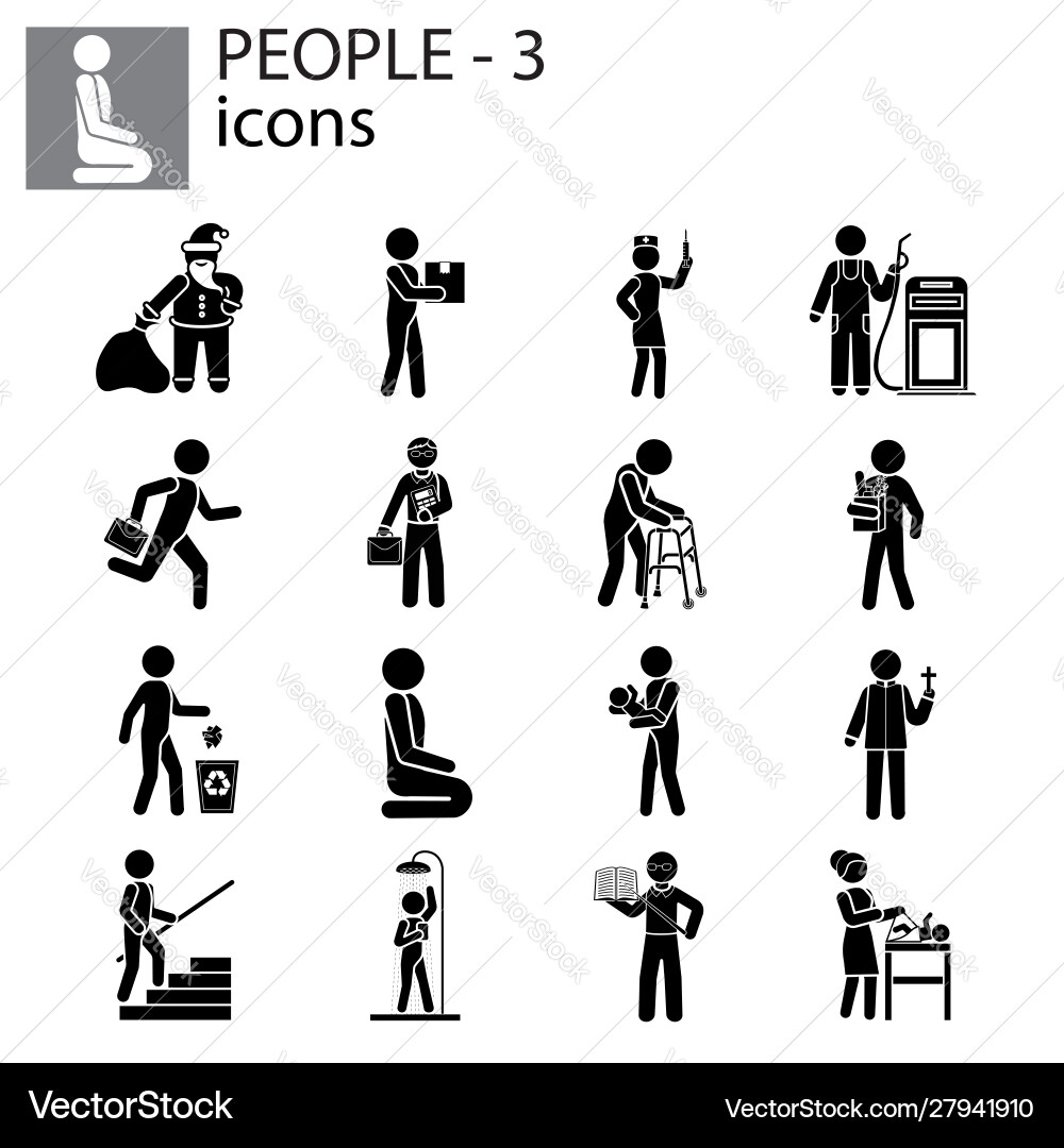 People icons set professions actions gestures Vector Image