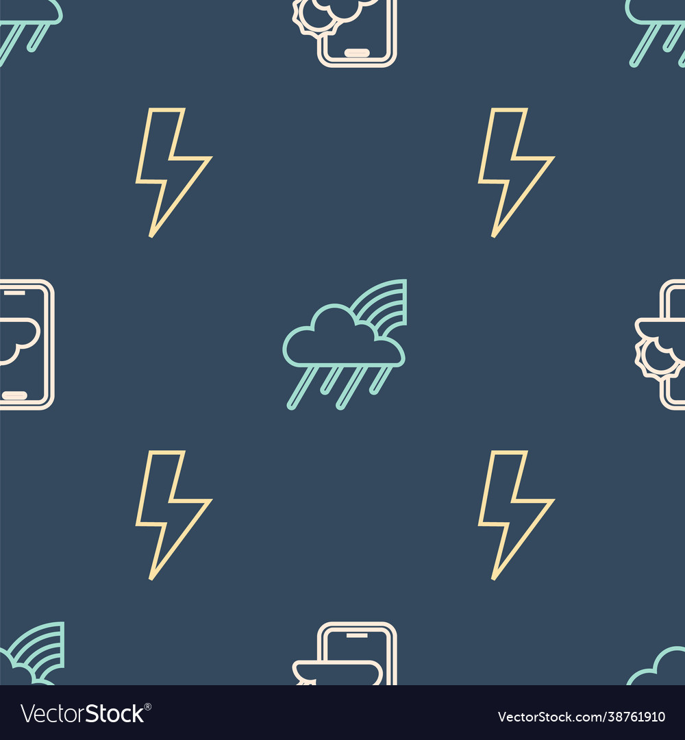 Set line weather forecast lightning bolt Vector Image