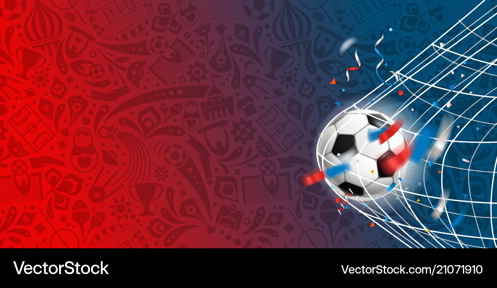 Soccer ball on the net template for a text Vector Image