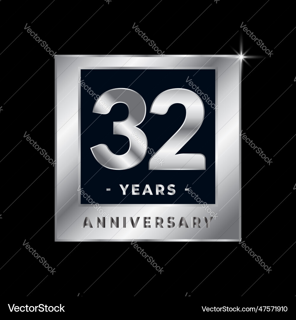 Thirty two years anniversary celebration emblem Vector Image