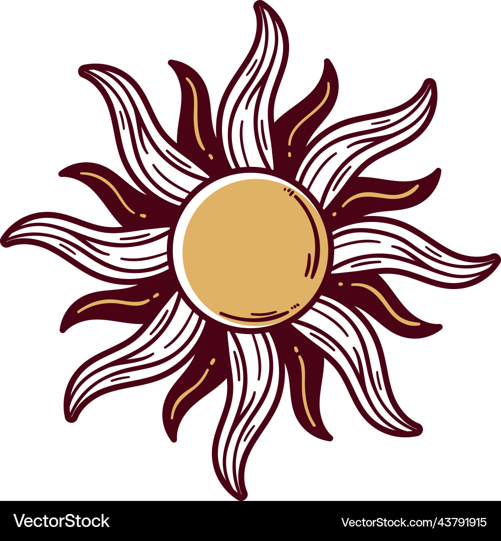 Astrology golden sun Royalty Free Vector Image