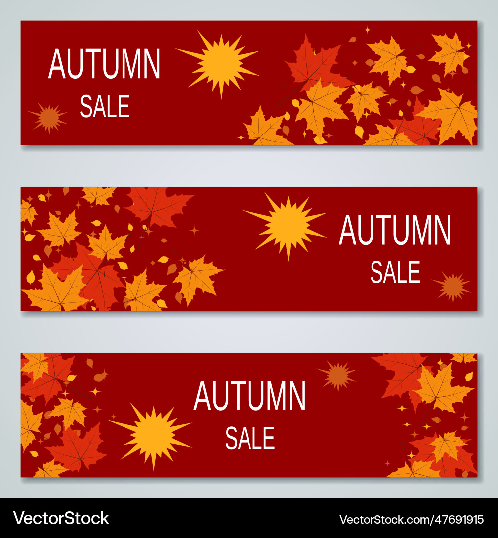 Autumn style horizontal banners collection Vector Image