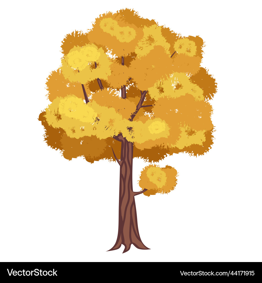 Autumn tree with yellow foliage Royalty Free Vector Image