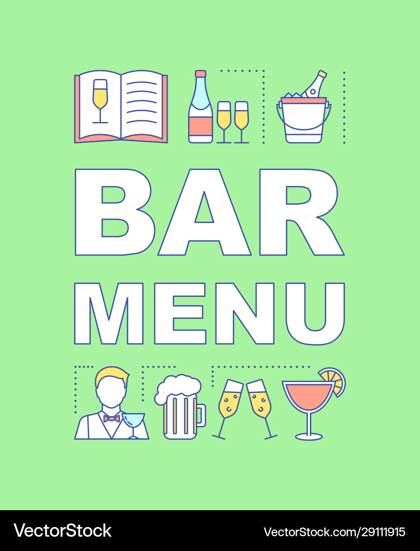 Bar menu word concepts banner alcohol drink map Vector Image