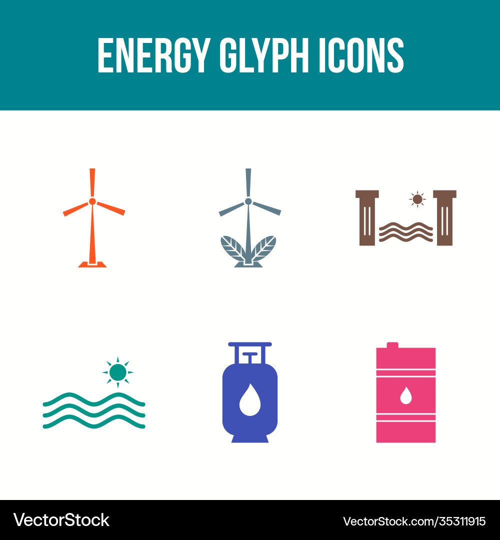 Beautiful unique energy icon set Royalty Free Vector Image