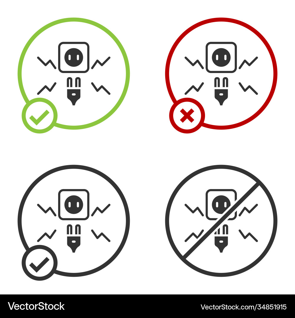 Black connecting electric plug with electricity Vector Image