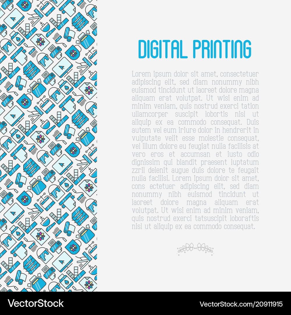Digital printing concept with thin line icons Vector Image