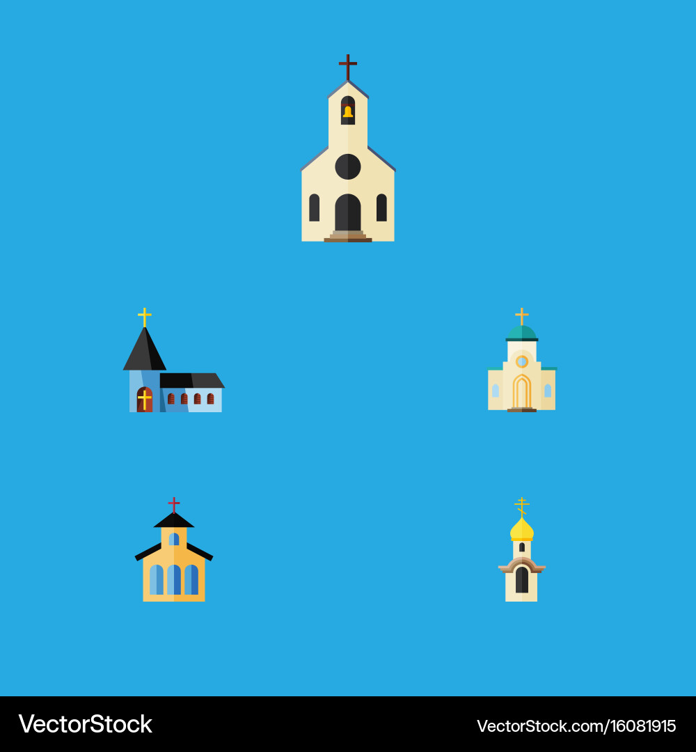Flat icon building set of christian structure Vector Image