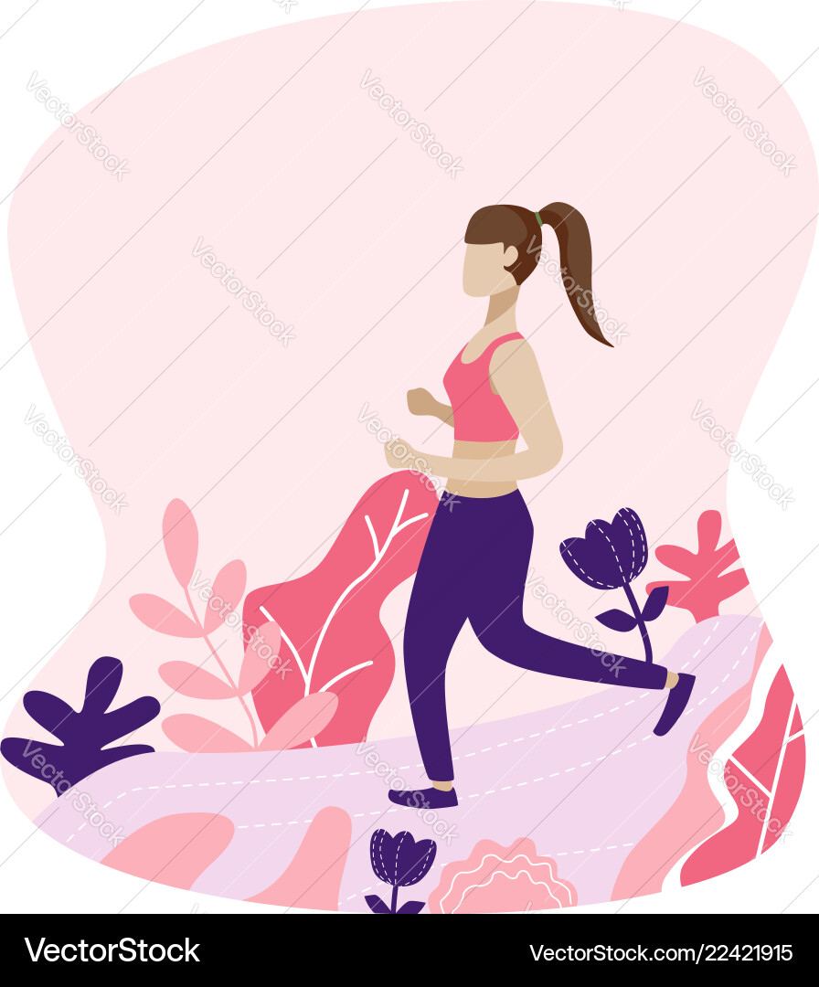 Girl run in forest concept Royalty Free Vector Image
