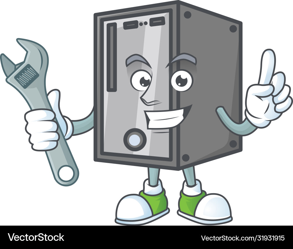 Happily mechanic cpu cartoon character design Vector Image