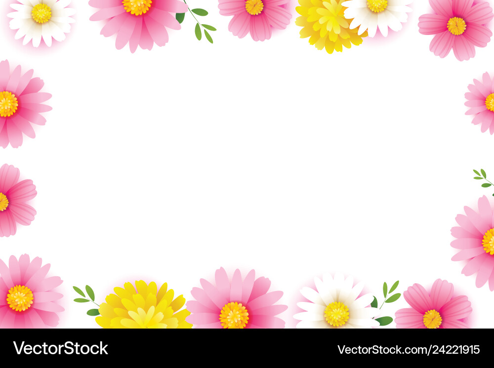 Hello spring season frame with blooming flowers Vector Image