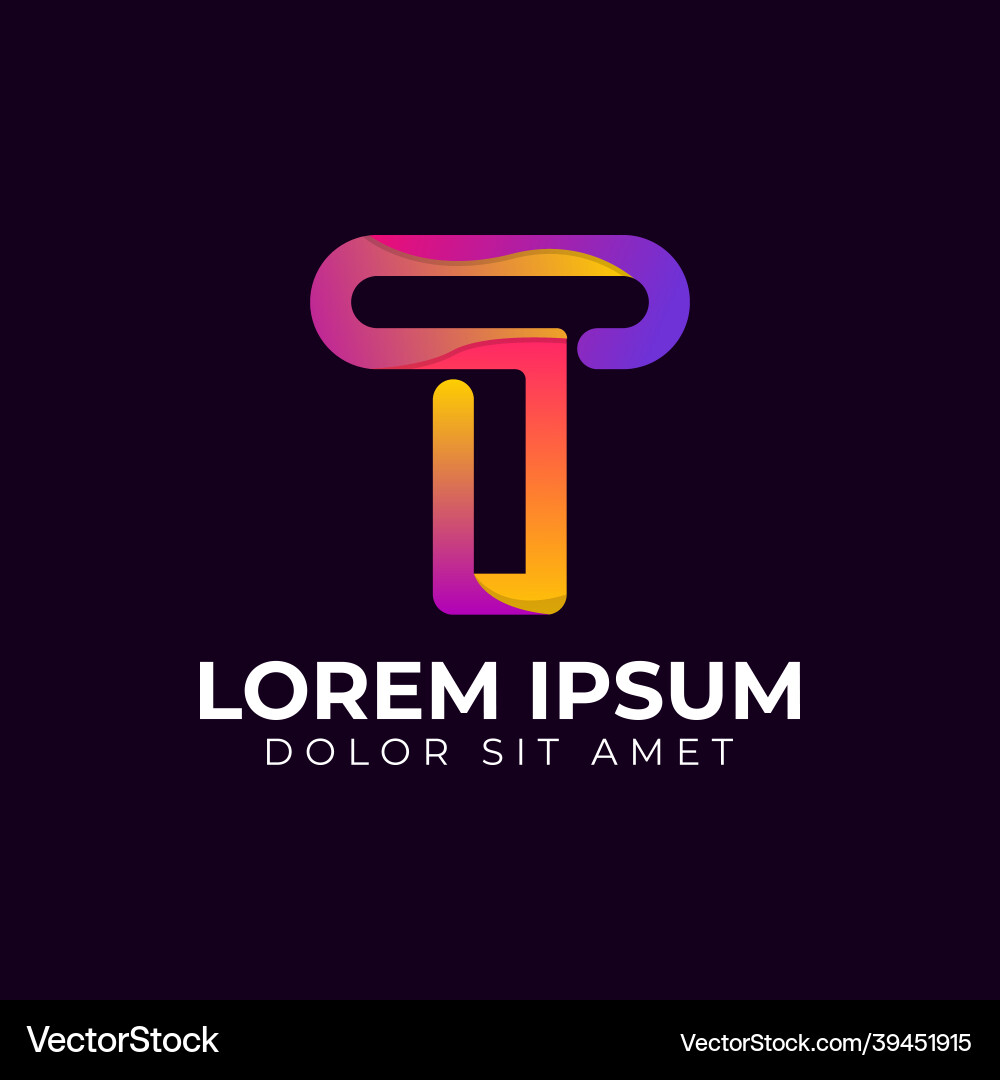 Modern trendy gradient geometric letter t logo Vector Image