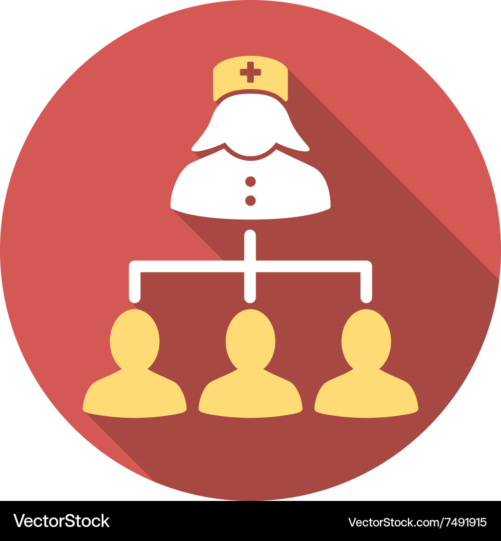 Nurse patients connections flat round icon Vector Image