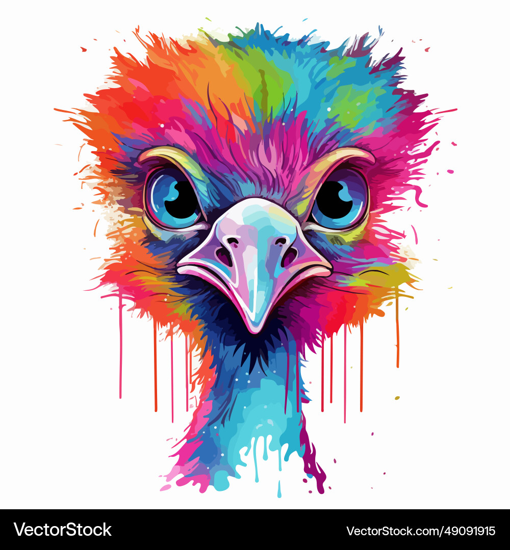 Ostrich t-shirt design graphic Royalty Free Vector Image