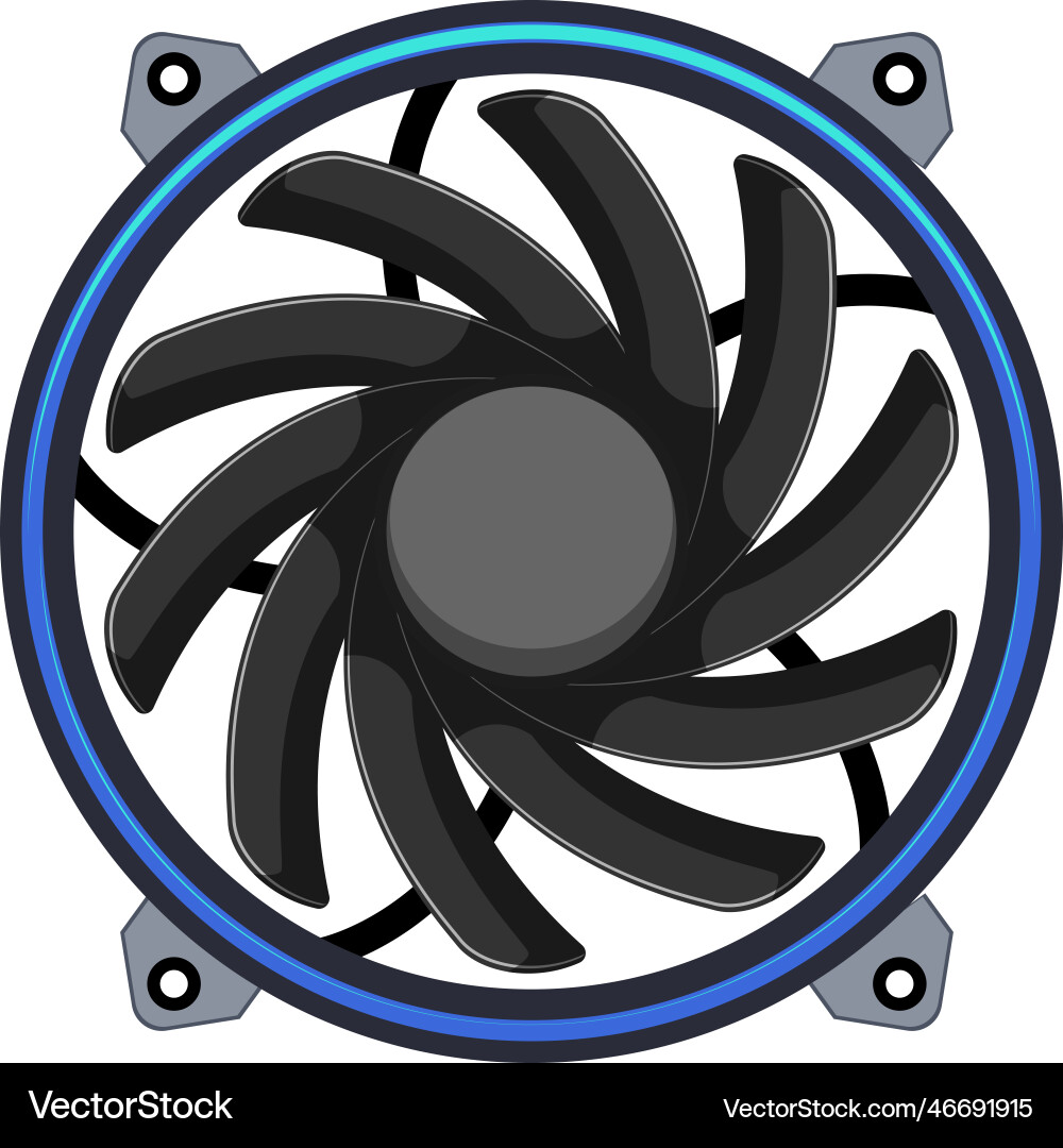 Power cooling fan pc cartoon Royalty Free Vector Image