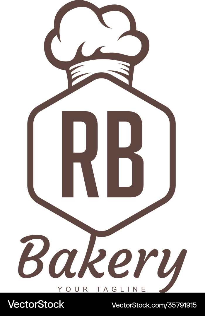 Rb letter logo design with chef icon bakery Vector Image