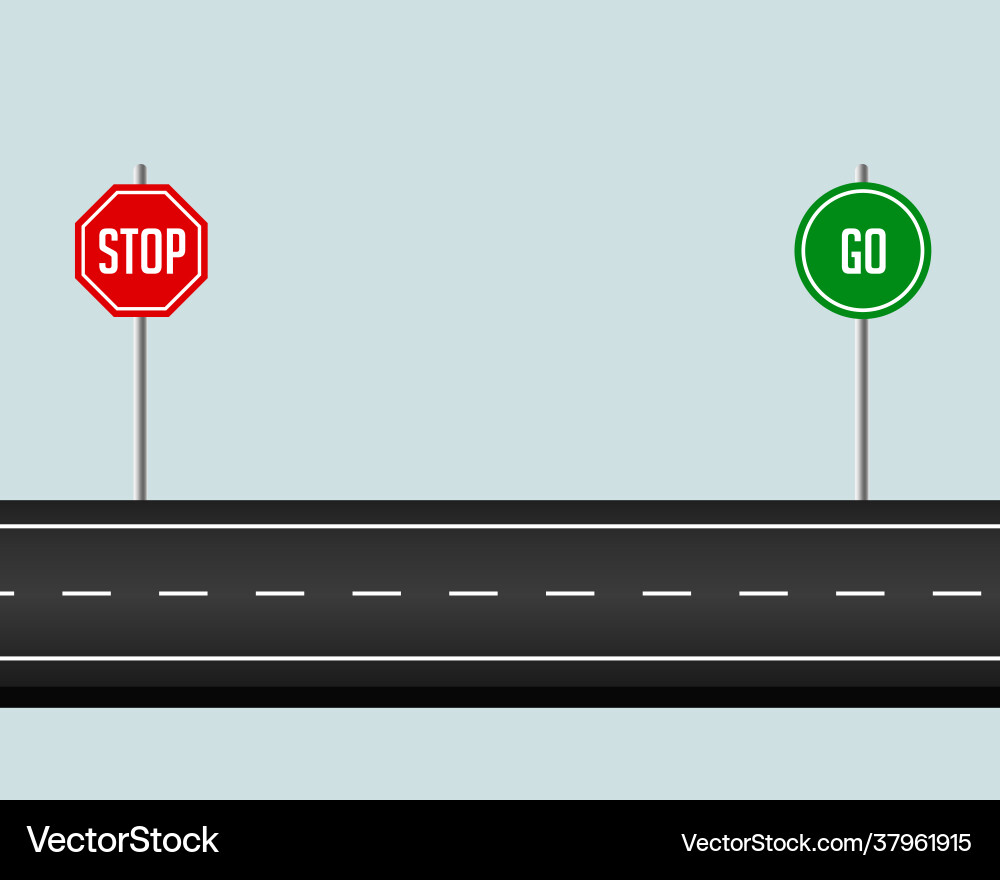 Road pathway with stop and go sign Royalty Free Vector Image
