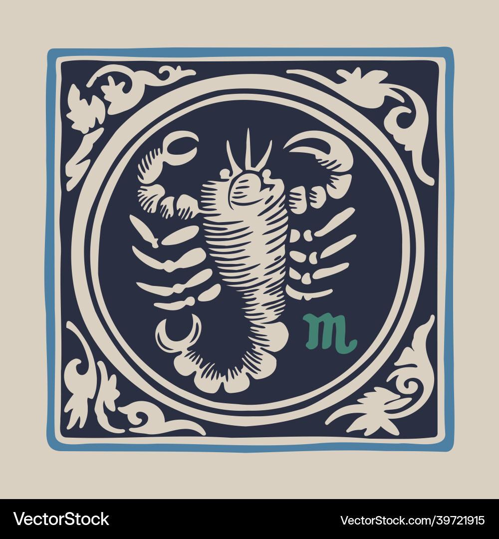 Scorpion zodiac medieval-style Royalty Free Vector Image