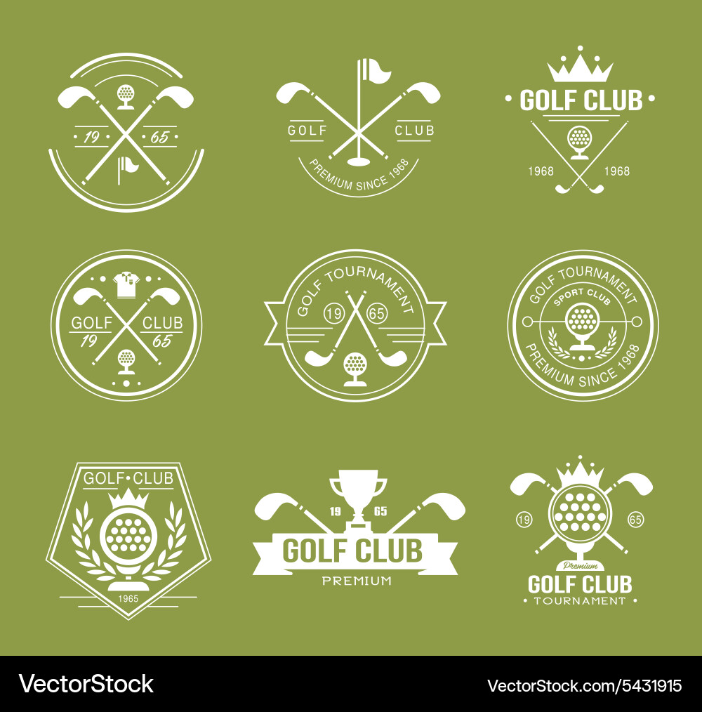 Set golf club logos labels and emblems Royalty Free Vector