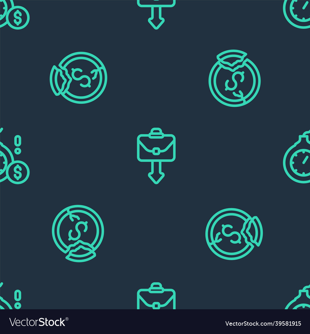 Set line briefcase dollar rate decrease and money Vector Image