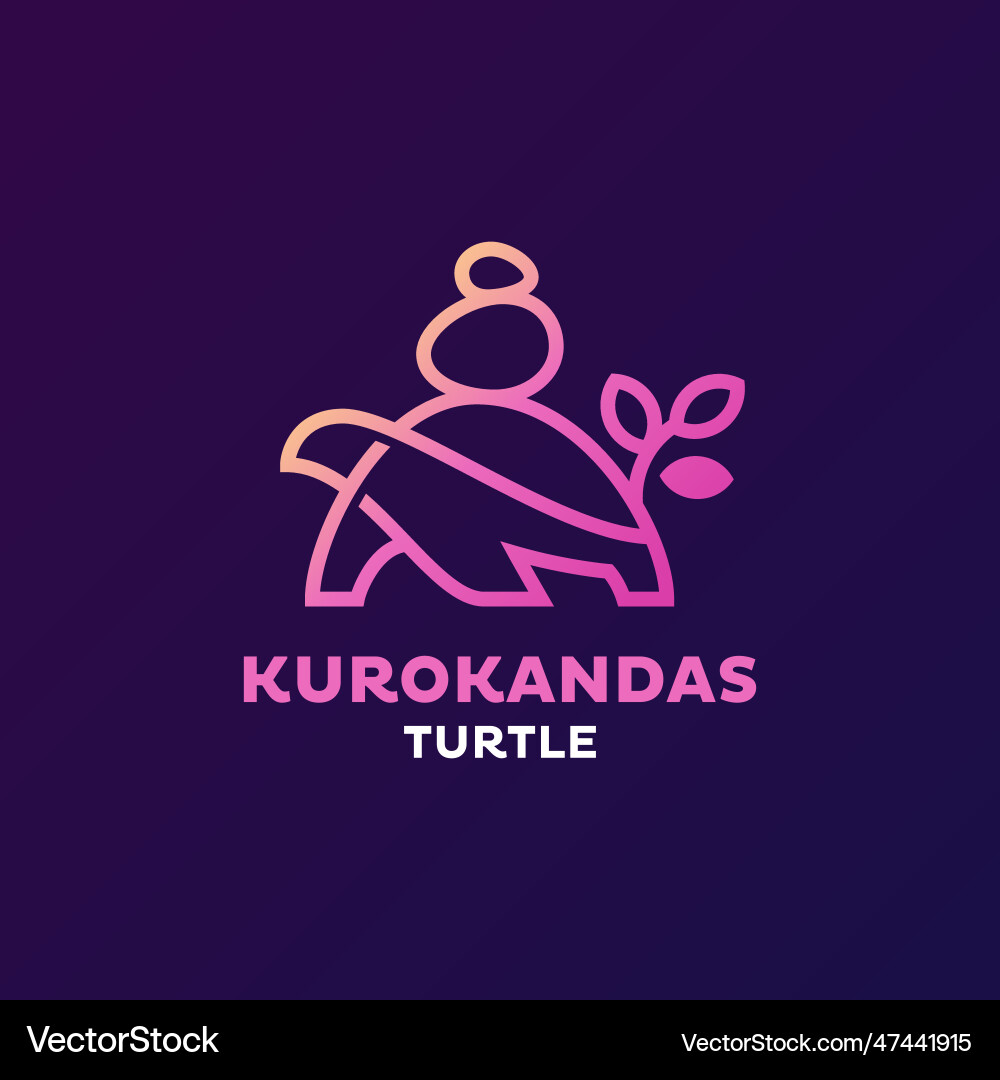 Turtle tortoise logo outline monoline art Vector Image