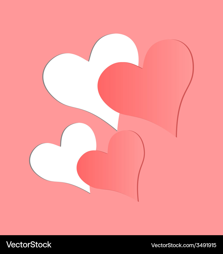 Two pink hearts cutted in paper Royalty Free Vector Image