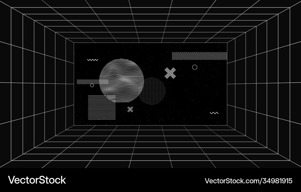 Virtual futuristic screen with grid lines and Vector Image