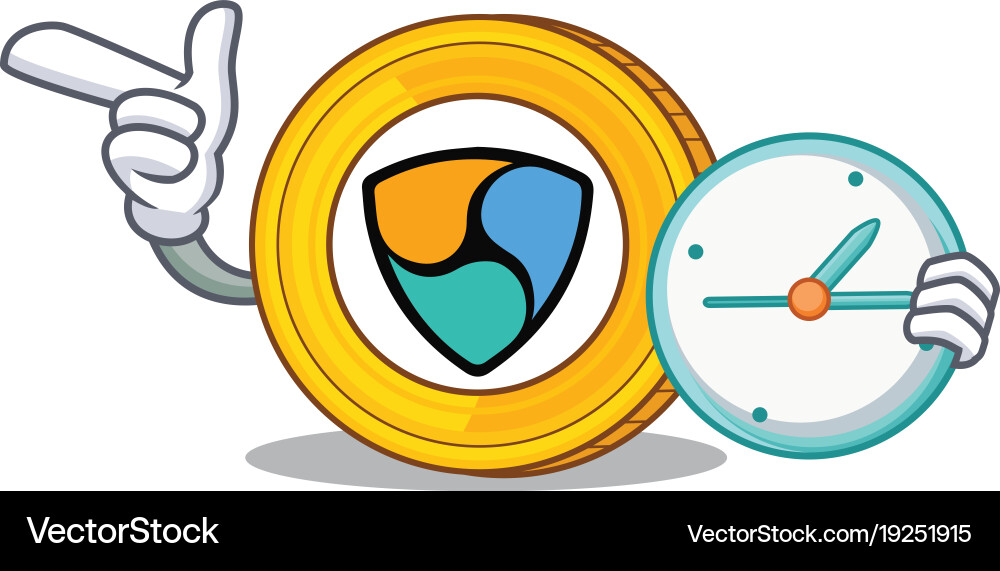 With clock nem coin character cartoon Royalty Free Vector